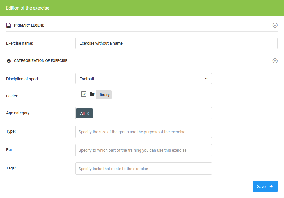 ProTrainUp - Creating new exercise